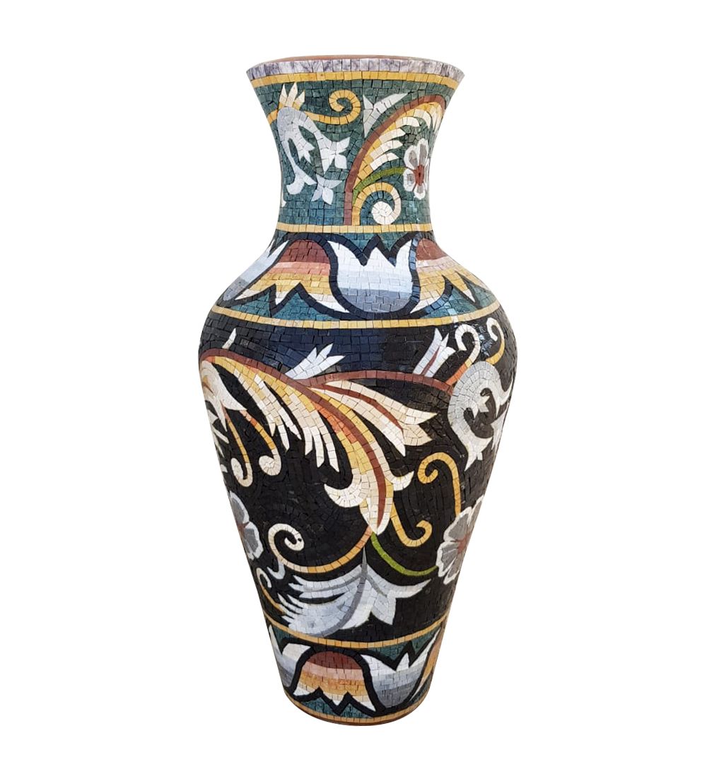 Maximalist Multi-Patterned Mosaic Clay Vase - Mosaic Natural