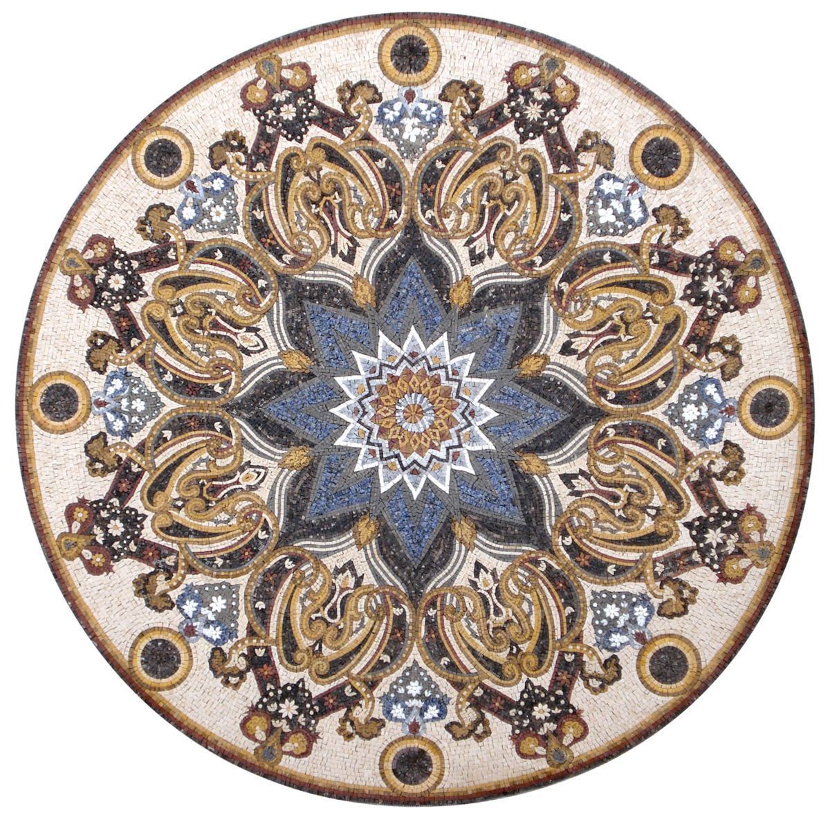 Gold and Blue Mosaic, 95" - Mosaic Natural