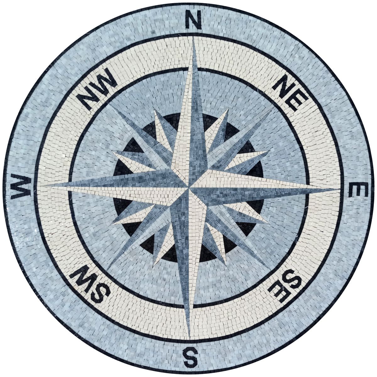 Light Grey Compass Mosaic - Mosaic Natural