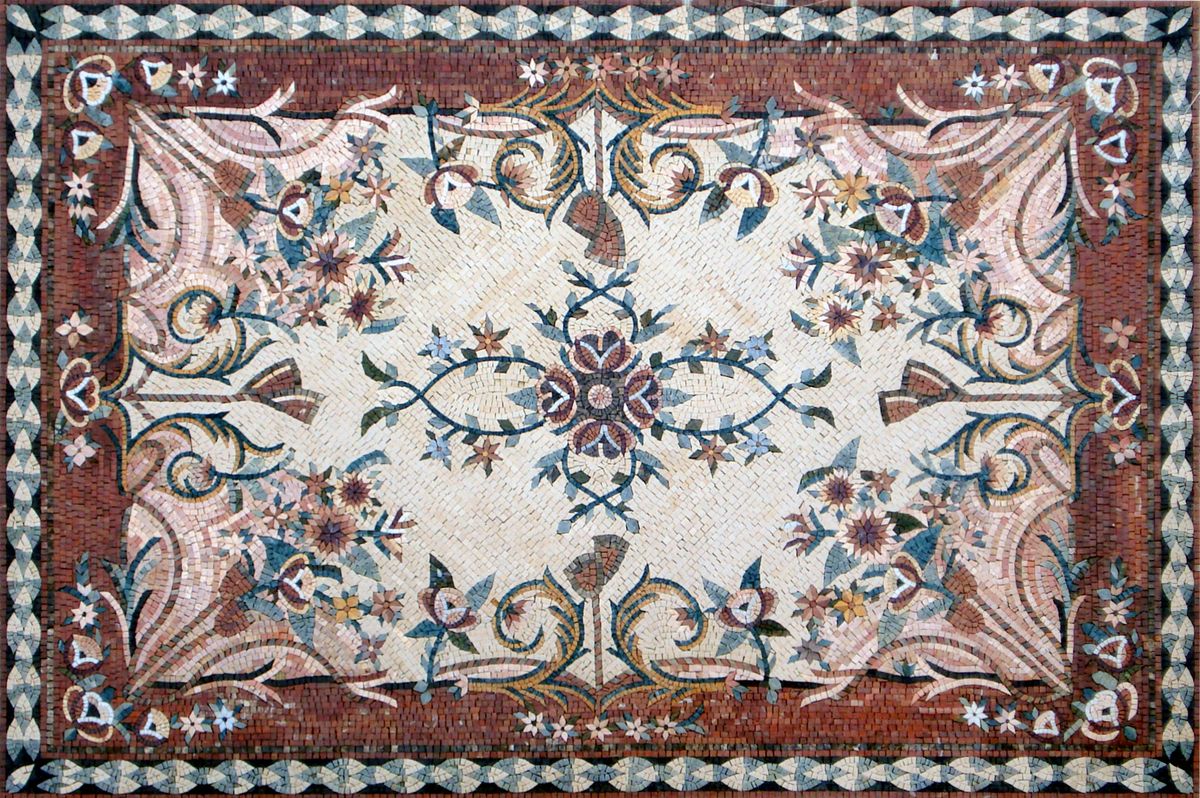 Ornate Decorative Patterned Rug Mosaic - Mosaic Natural
