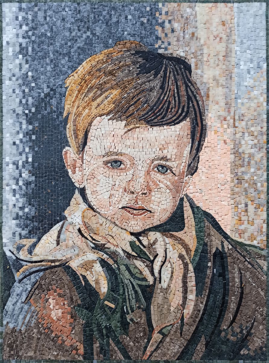 Portrait Of a Child Mosaic - Mosaic Natural