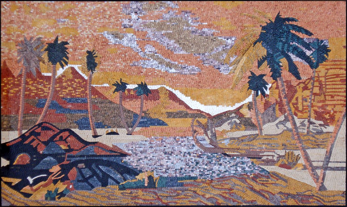 Desert Oasis Landscape Mosaic - Mosaic Natural
