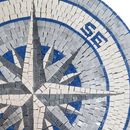 Blue and Gray Compass Rose Mosaic Medallion - Mosaic Natural