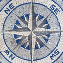 Blue and Gray Compass Rose Mosaic Medallion - Mosaic Natural