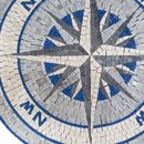 Blue and Gray Compass Rose Mosaic Medallion - Mosaic Natural
