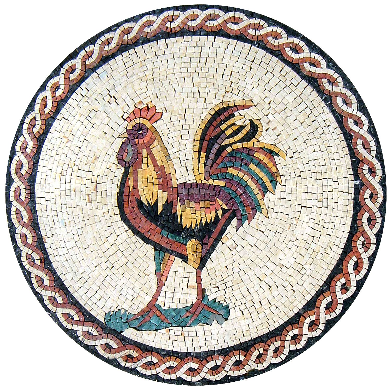 Rooster Medallion Mosaic, 40" | Mosaic Natural