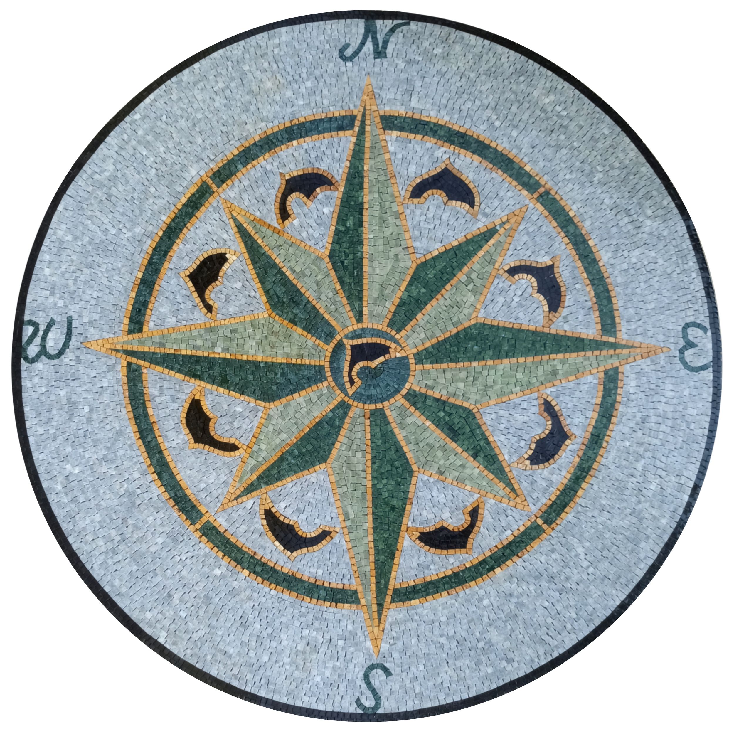 Emerald Compass Mosaic | Mosaic Natural