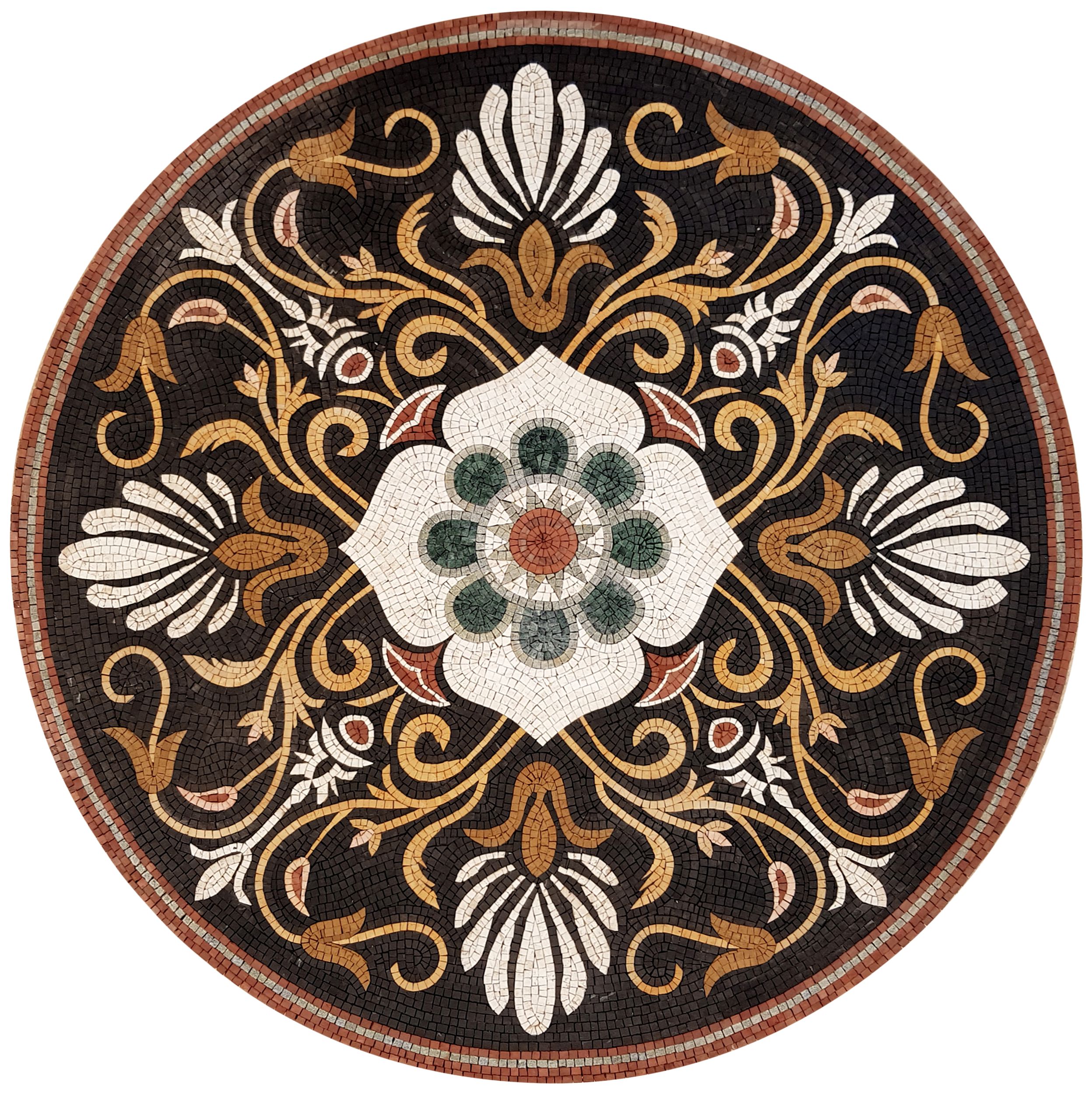 Patterned Gold Leafy Art Nouveau Mosaic, 71" | Mosaic Natural