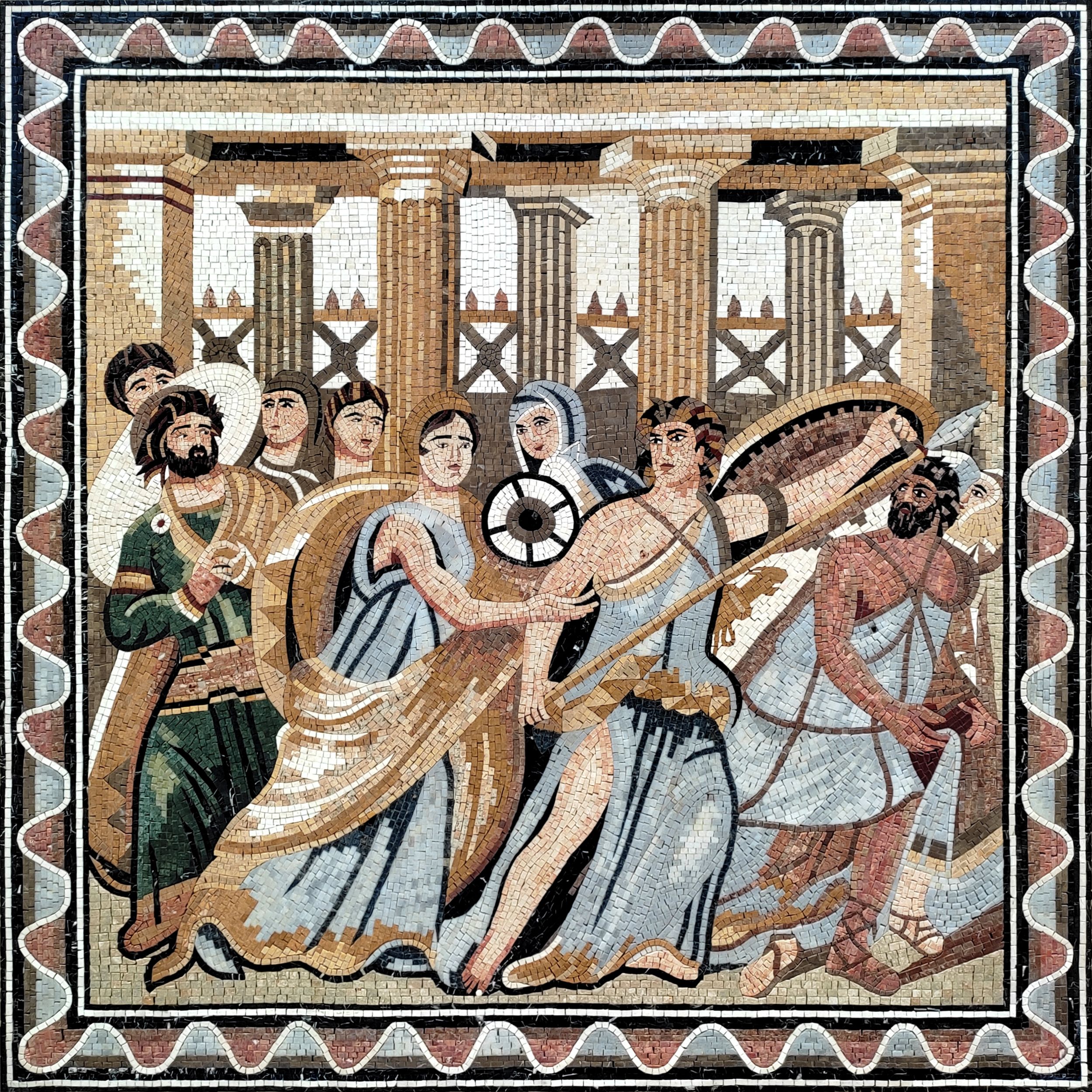 Off to Battle Roman Mosaic Reproduction | Mosaic Natural