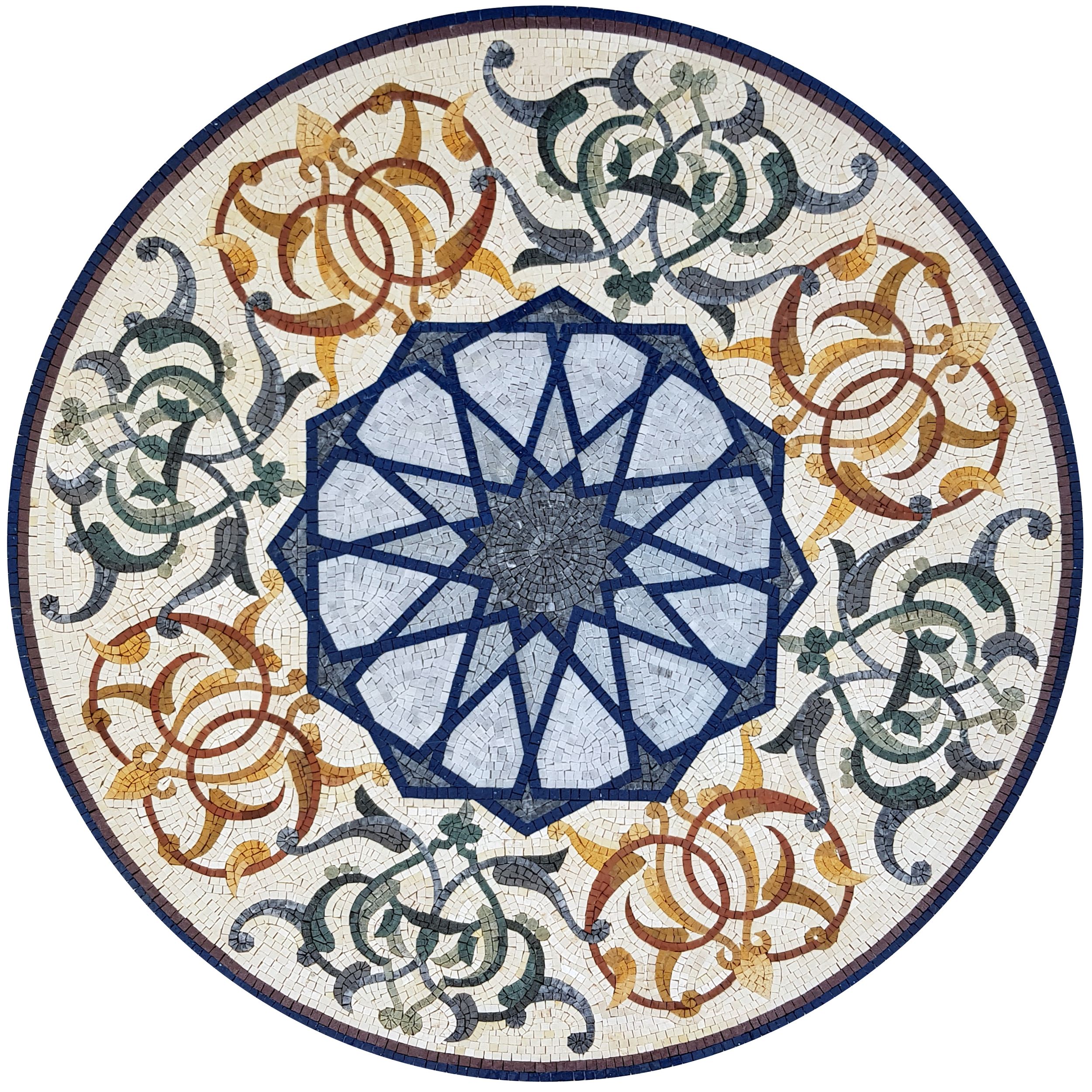 Multicolored Star Pattern Mosaic Medallion | Mosaic Natural
