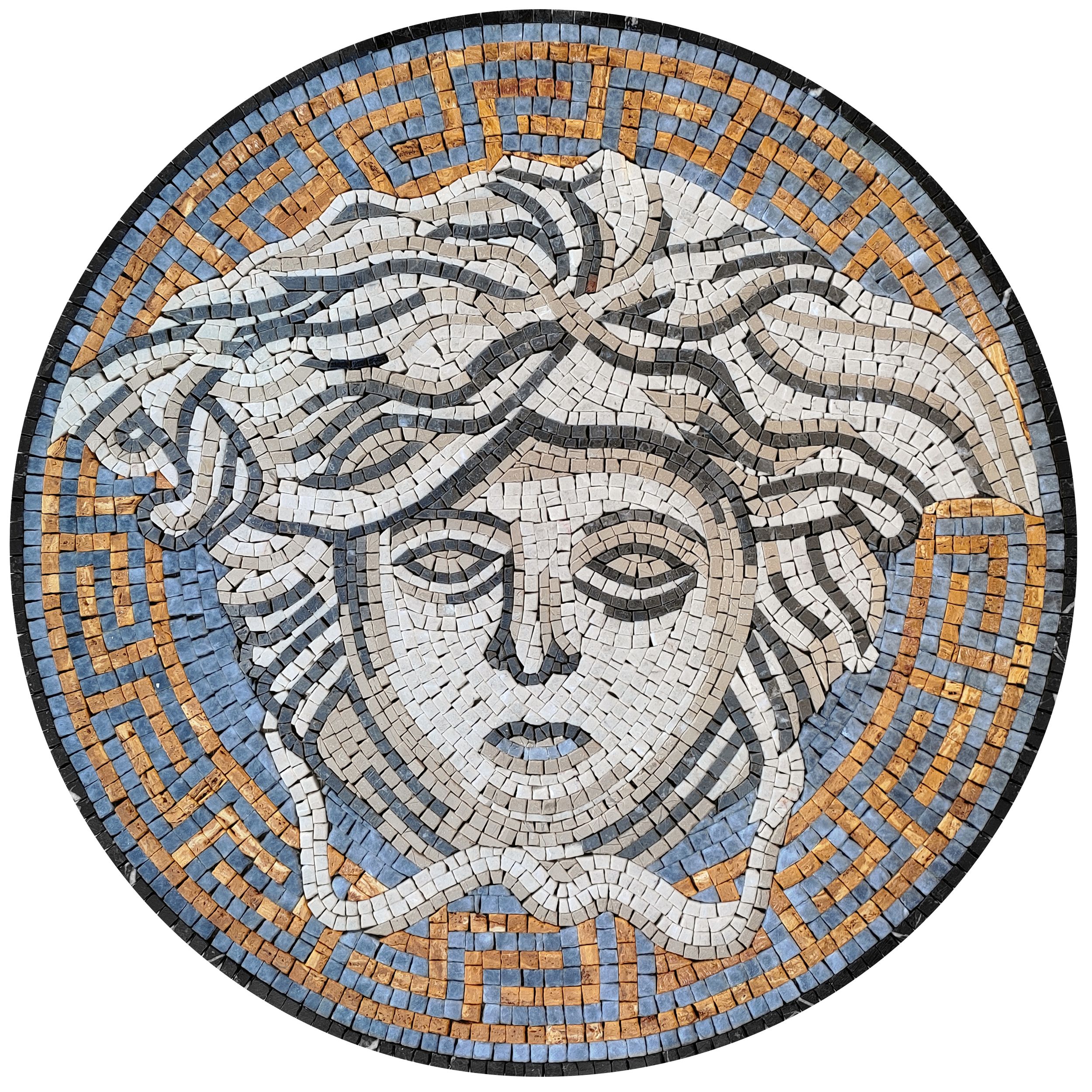 White Medusa Mosaic Medallion | Mosaic Natural