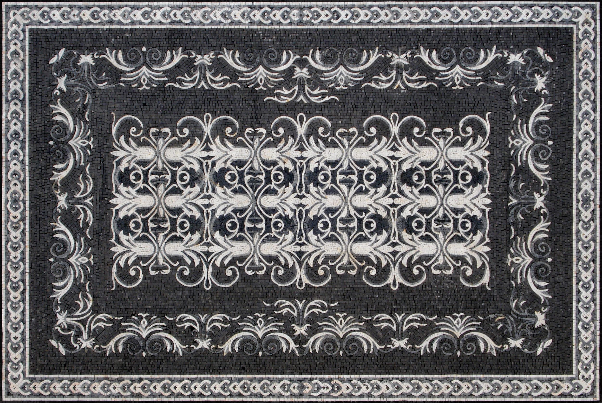 Black and White Decorative Rug Mosaic | Mosaic Natural