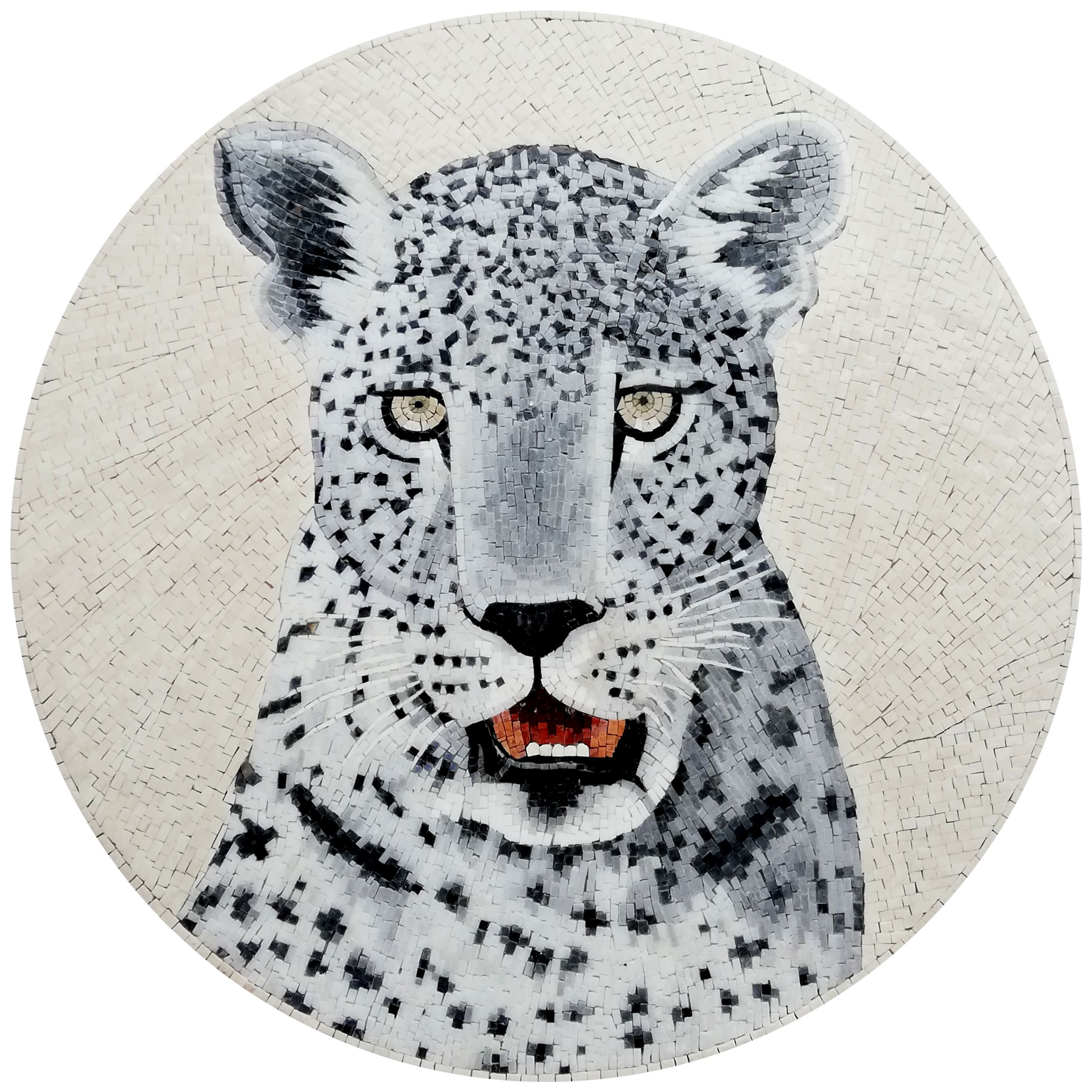 Round Snow Leopard Mosaic | Mosaic Natural