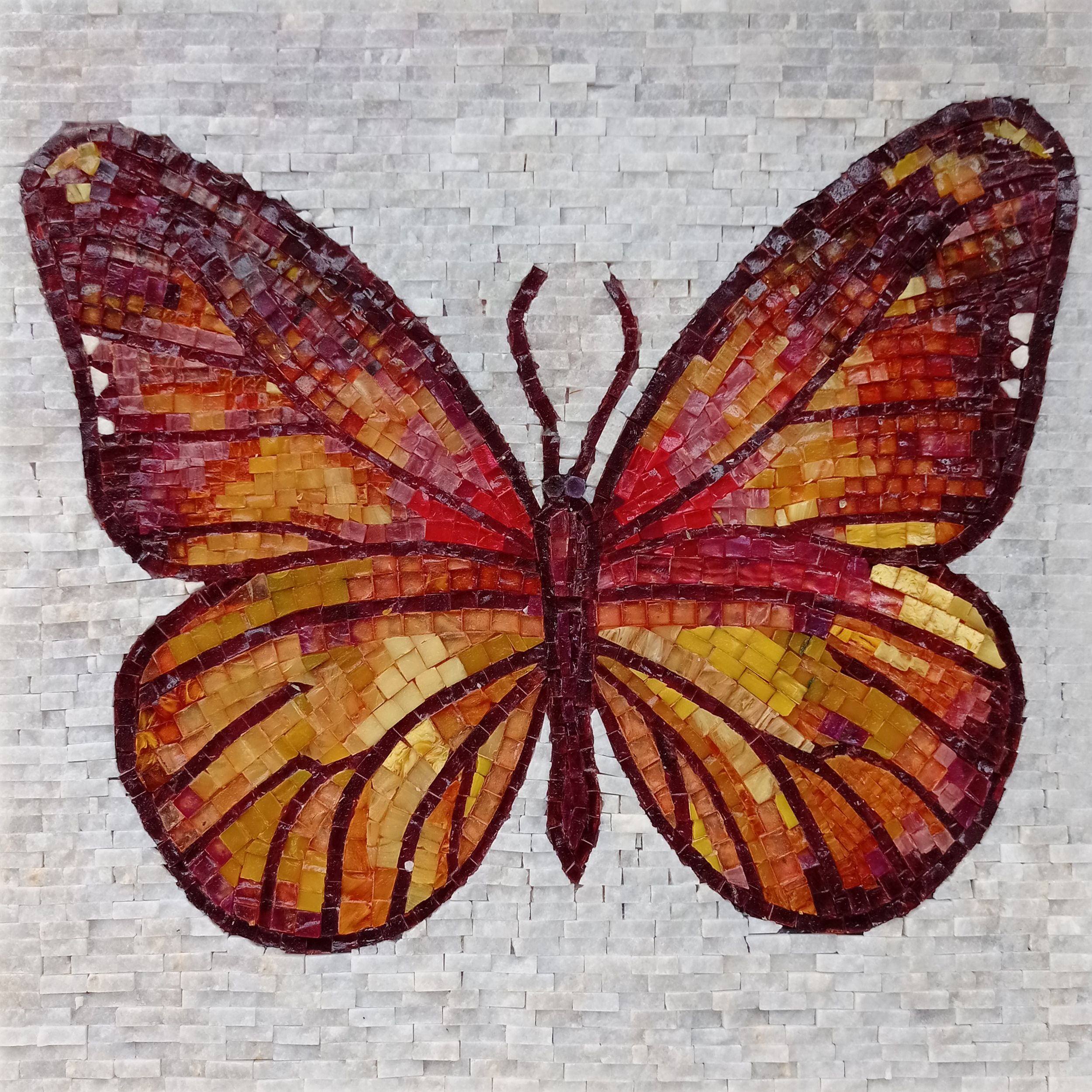Red and Orange Butterfly | Mosaic Natural