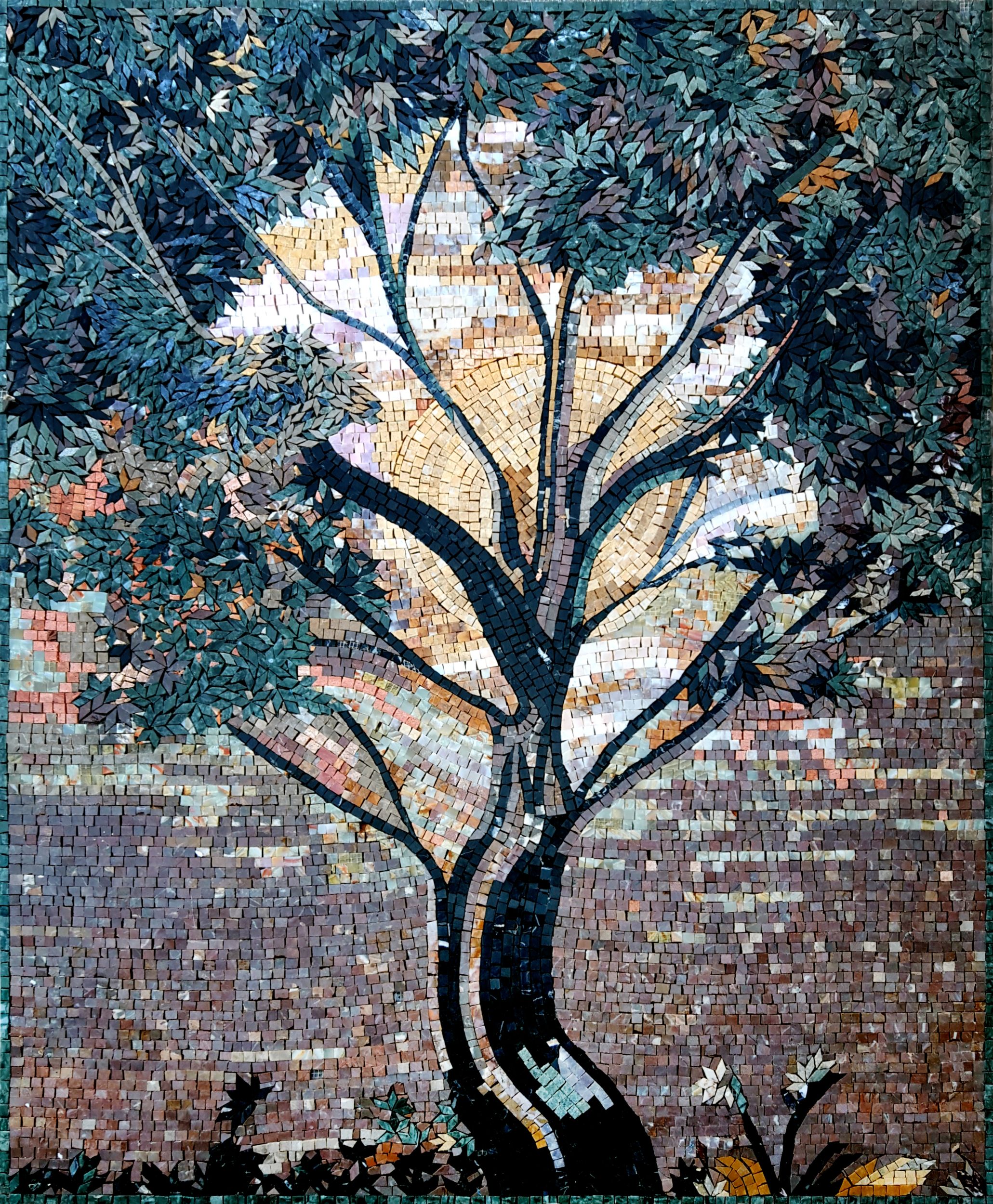 Tree Underneath Moonlight Mosaic | Mosaic Natural