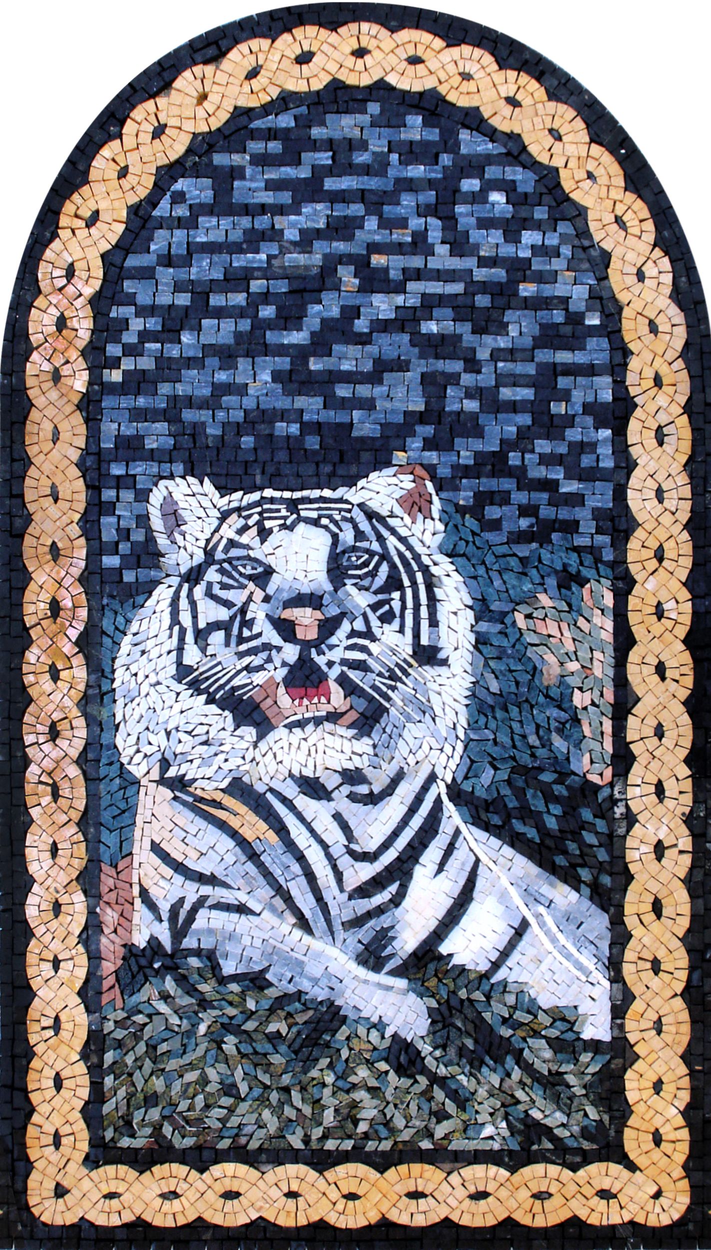 Arched White Tiger Mosaic | Mosaic Natural