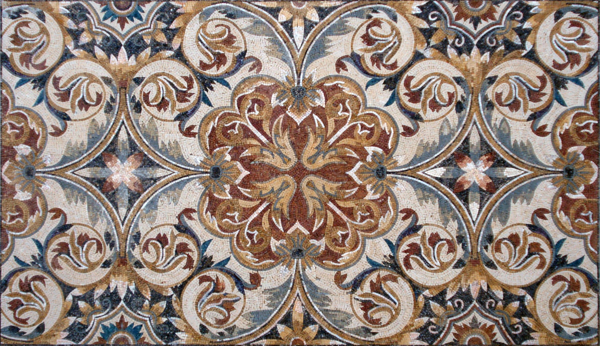 Symmetrical Ornamental Rug Mosaic, 119"x71" | Mosaic Natural
