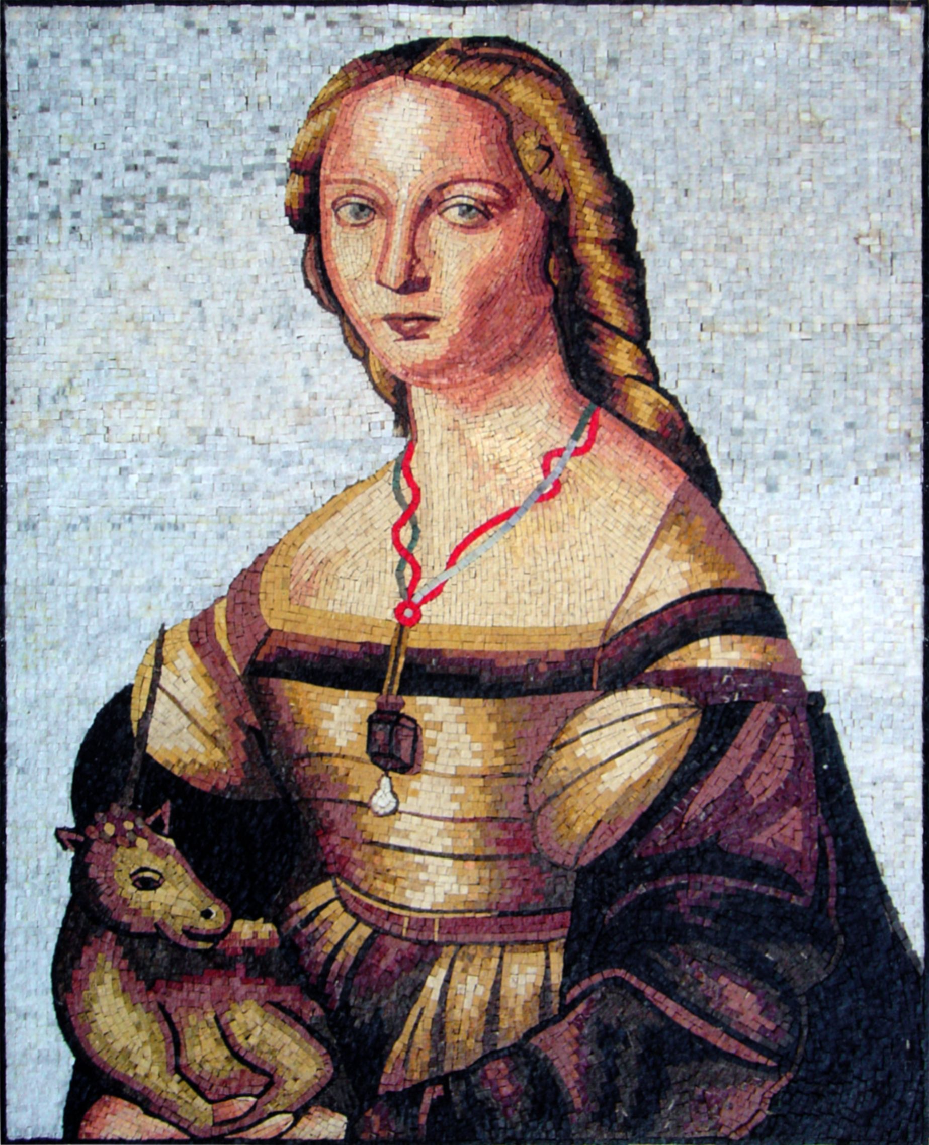 Raphael's Young Woman with Unicorn Mosaic | Mosaic Natural
