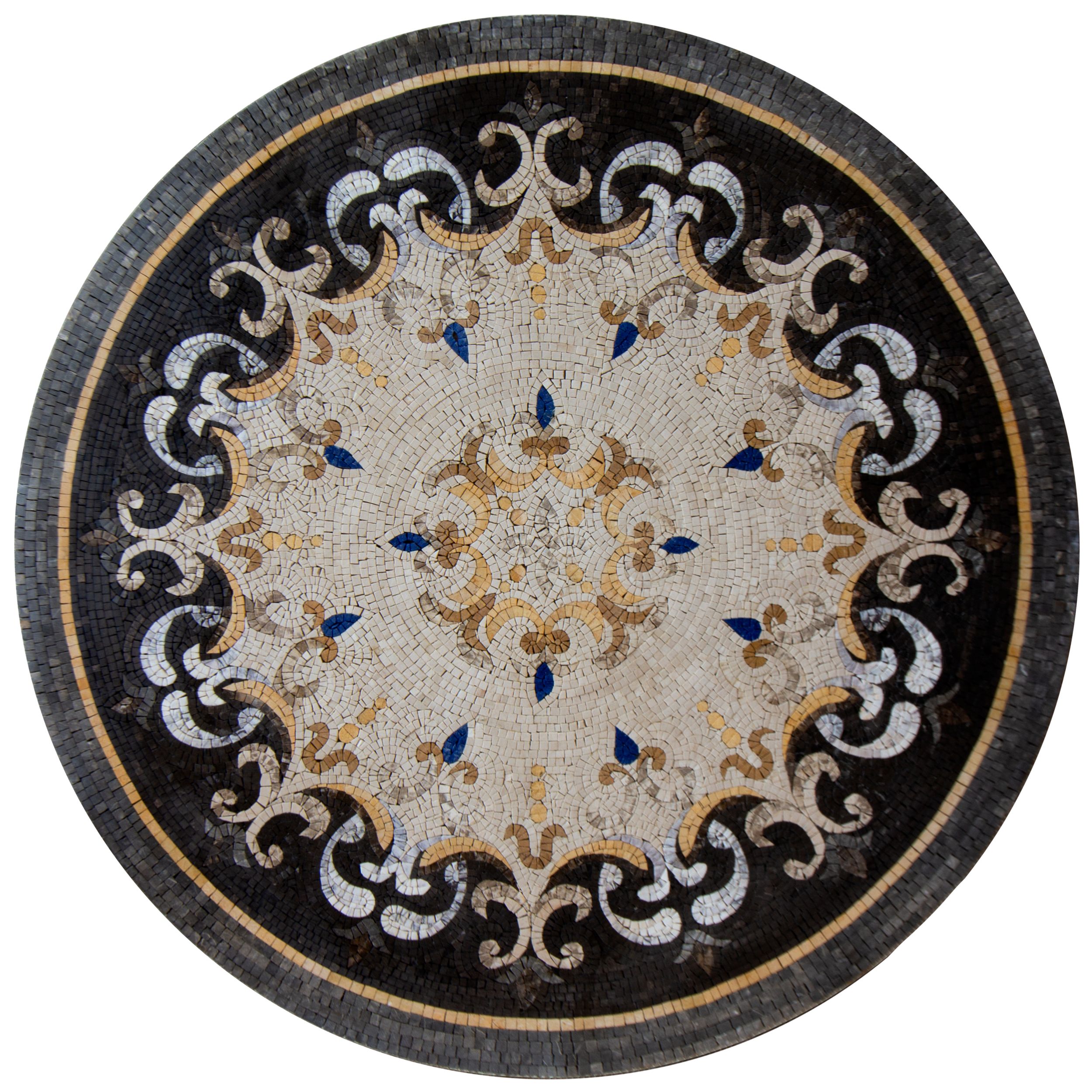 Black and Gold Fleurs-de-lis Mosaic, 48" | Mosaic Natural