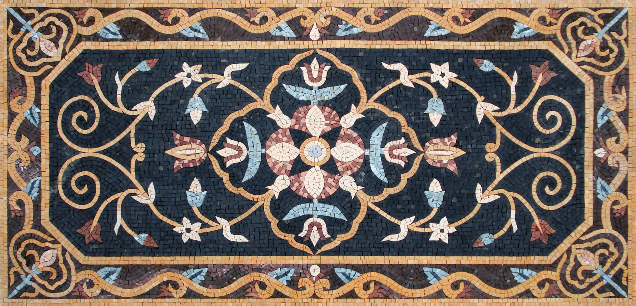 Decorative Golden Runner Rug Mosaic | Mosaic Natural
