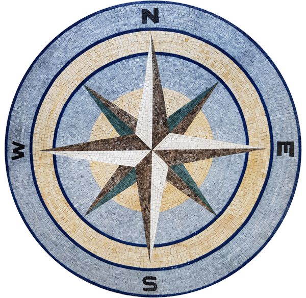 Nautical Compass Rose Mosaic - Mosaic Natural